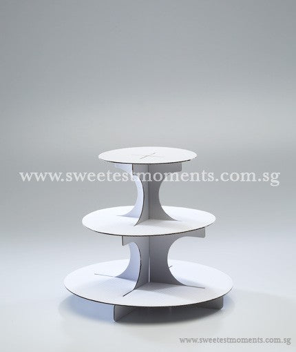 Cardboard Tier (3-Level in White) – Sweetest Moments Singapore